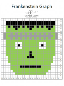 Free Frankenstein Pillow Crochet Pattern | Frankenstein Pixel Graph