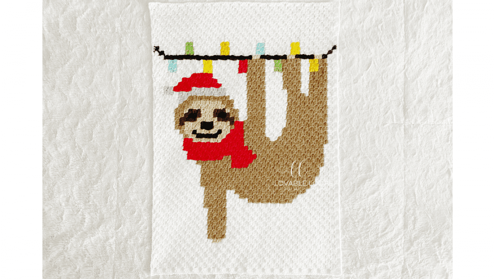 Christmas Sloth Blanket Pattern | c2c Crochet Sloth Blanket Pattern Free