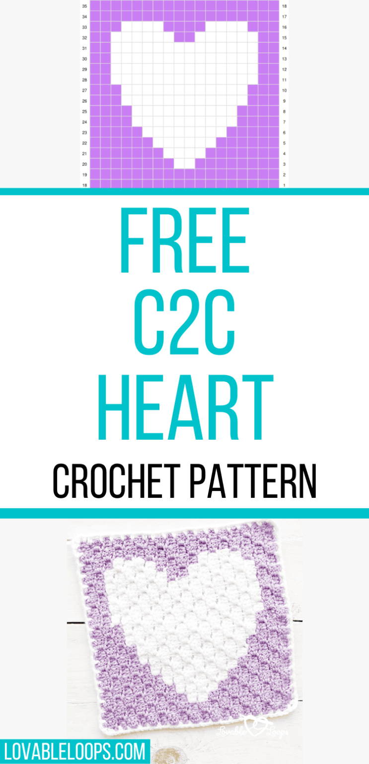 c2c Crochet Heart Pattern- Crochet Letter Patterns