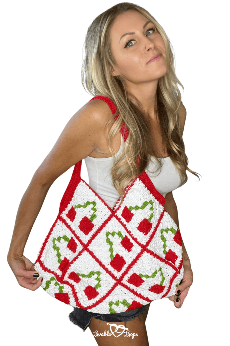 Cute Cherry Themed c2c Crochet Bag Pattern (free)