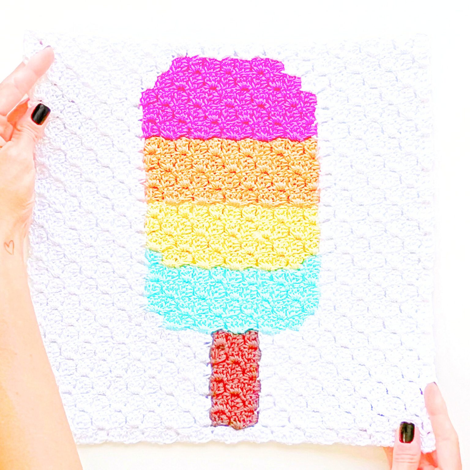 Cool Crochet Popsicle Pattern C2C Square (Free & Easy)