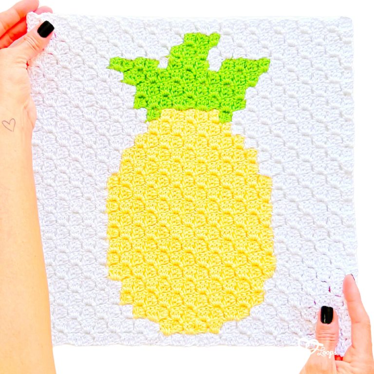 Tropical Pineapple Crochet Pattern C2C Square (Free & Easy)