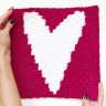 Lovely Crochet Heart Pattern C2C Square (Free & Easy)