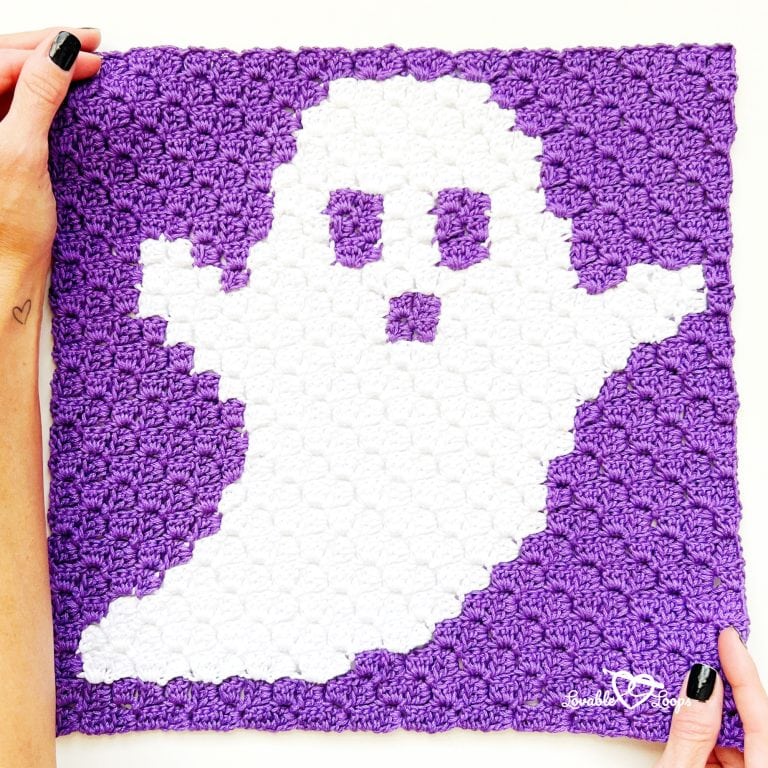 Spooky Crochet Ghost Pattern C2C Square (Free & Easy)