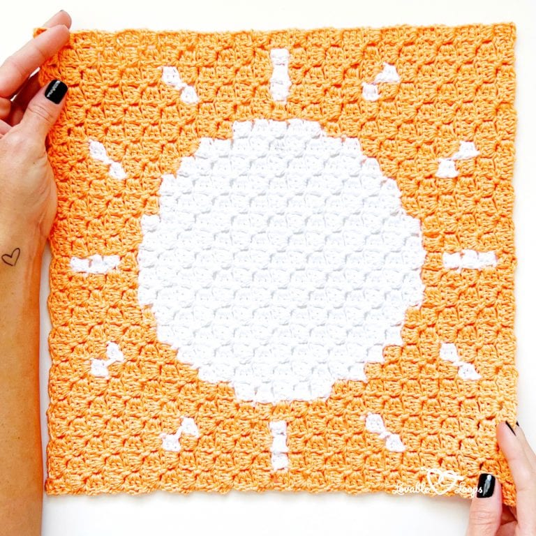 Cheerful Crochet Sun Pattern C2C Square (Free & Easy)