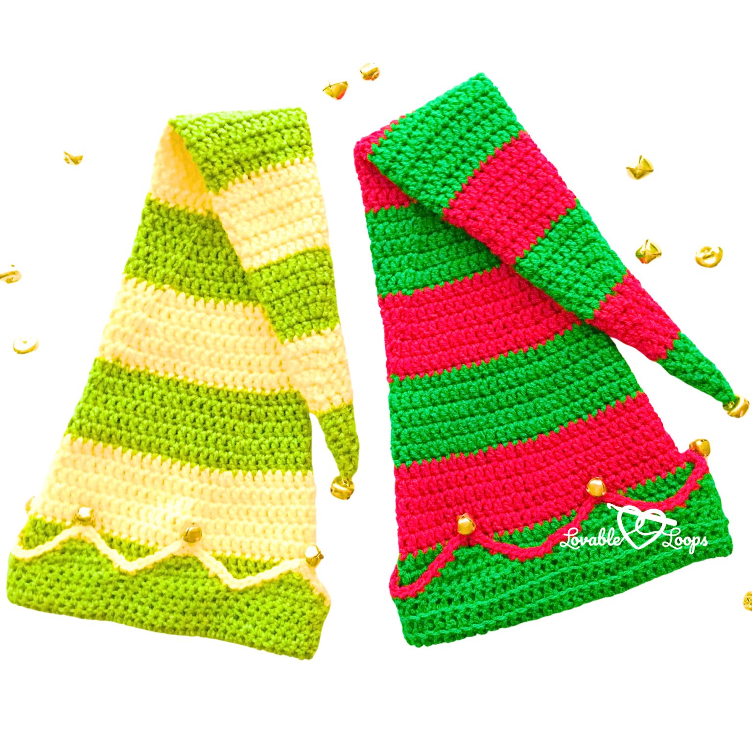 3 Sizes Crochet Elf Hat Pattern for Beginners Free + Video Tutorial