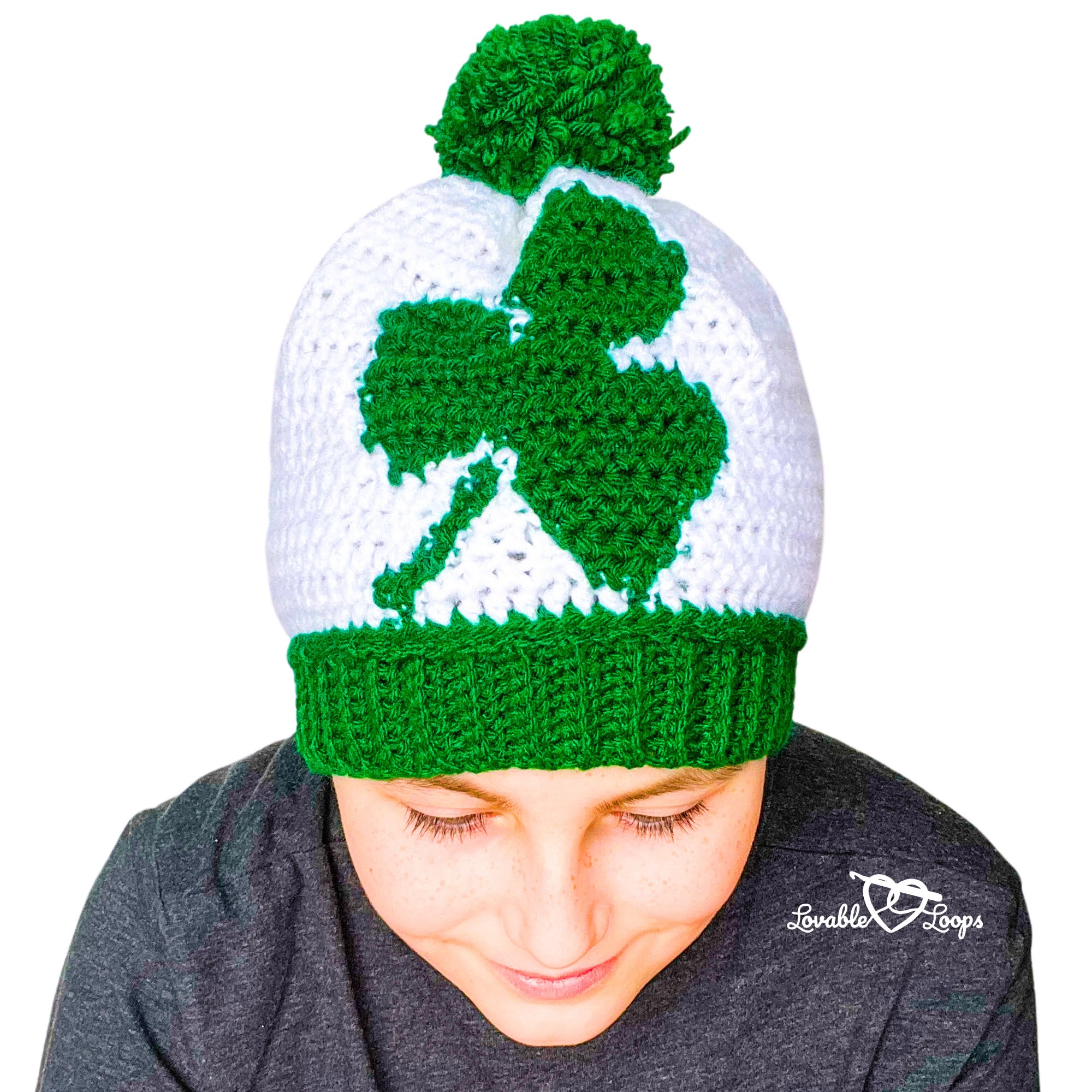 3 Sizes Crochet Shamrock Hat Pattern for Beginners (Free & Easy)