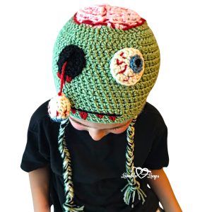 Crochet Zombie Hat Pattern Free + Hanging Eyeball Video Tutorial
