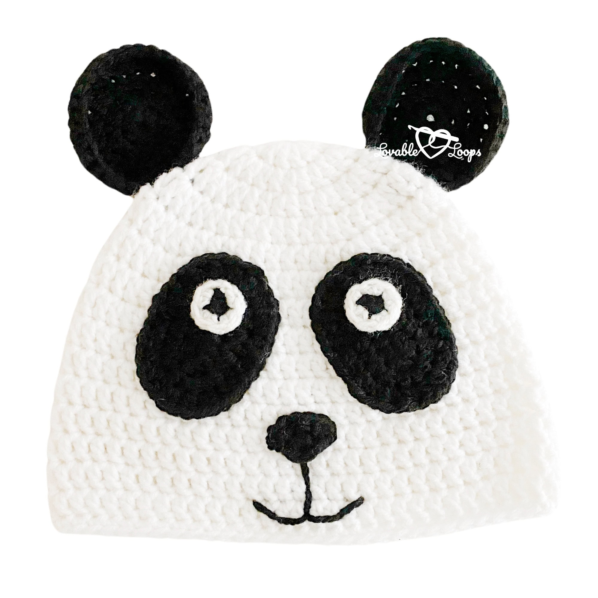 3 Sizes Crochet Panda Bear Hat Pattern for Beginners (Free)