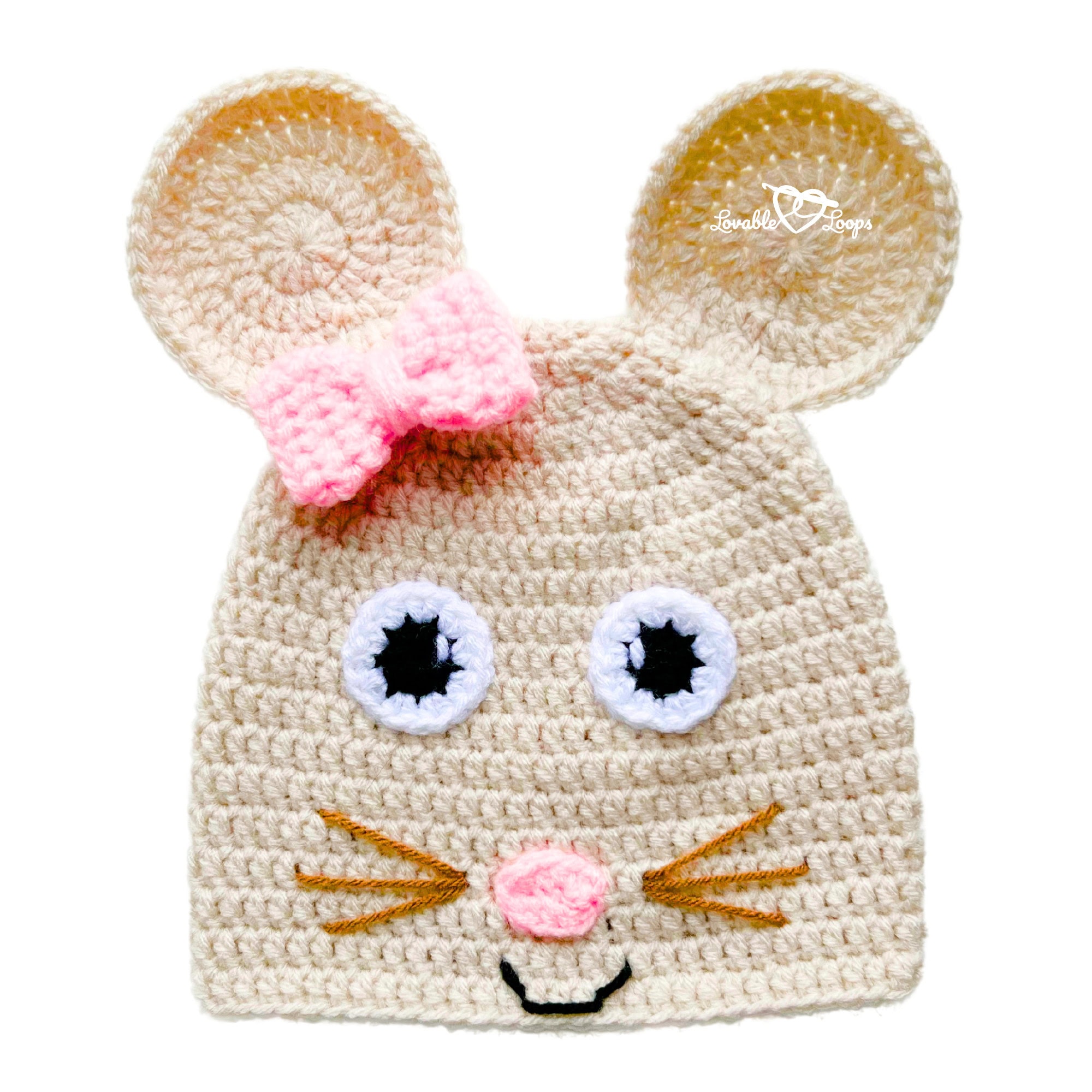Cute Crochet Mouse Hat Pattern for Beginners (free & easy)