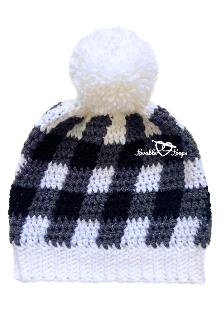 Buffalo plaid crochet hat pattern for beginners