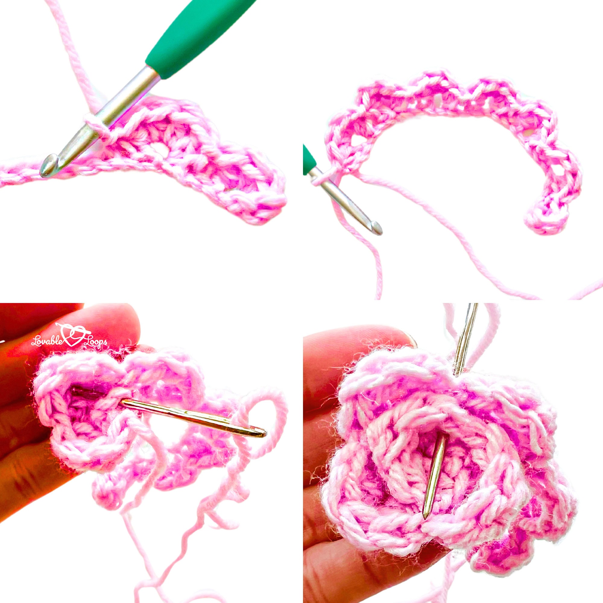 3 Sizes Blooming Crochet Rose Pattern for Beginners (free & easy)