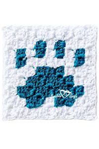 Animal Lovers Paw Print Mini C2C Crochet Square Pattern (free)