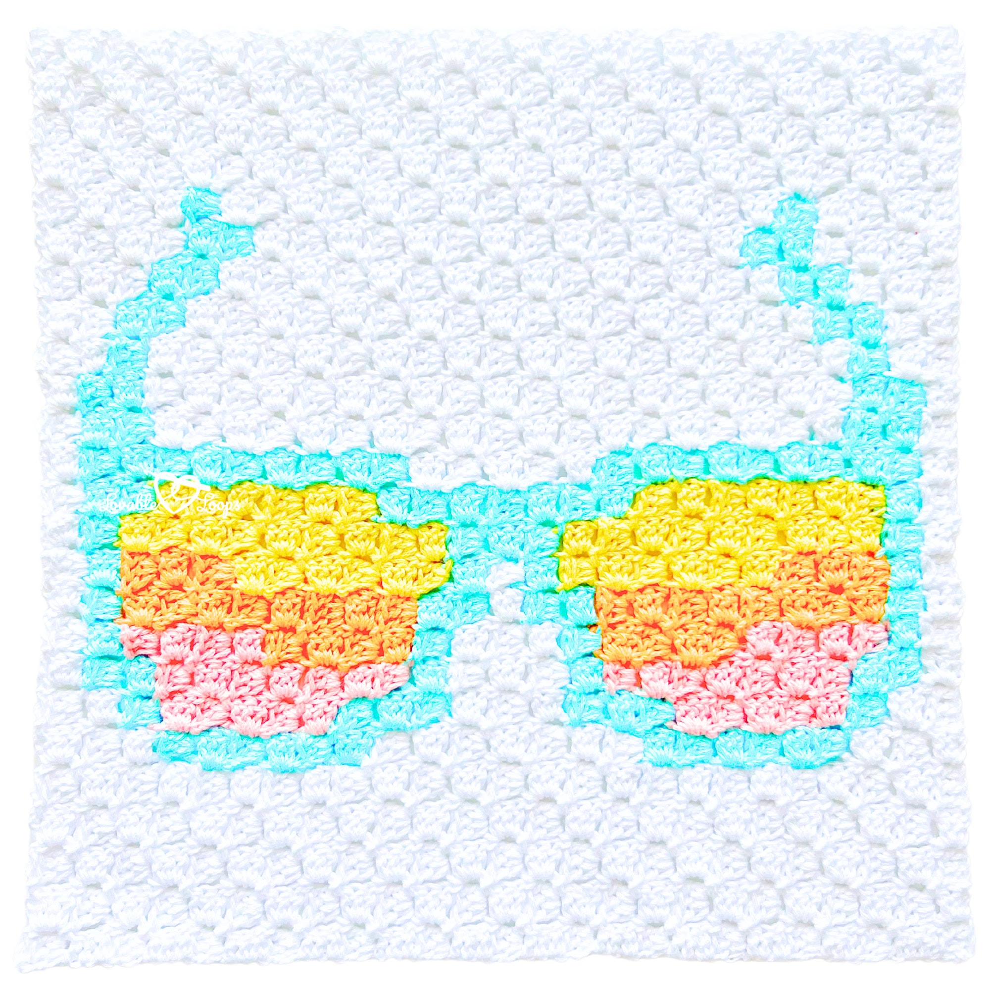 Cool Sunglasses Crochet Square Pattern C2C (Free & Easy)
