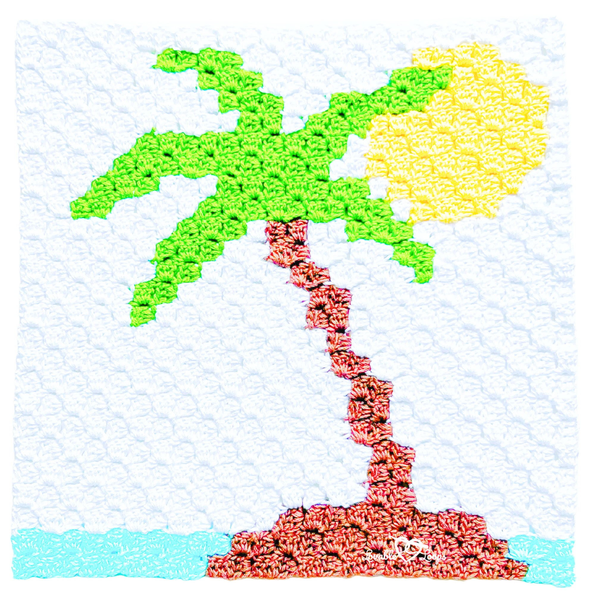 Island Vibes Palm Tree Crochet Square Pattern C2C (free & easy)