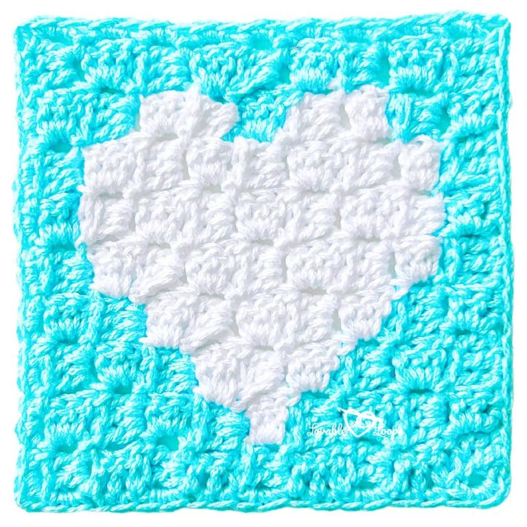 Sweet Heart Mini C2C Crochet Square Pattern + Video Tutorial