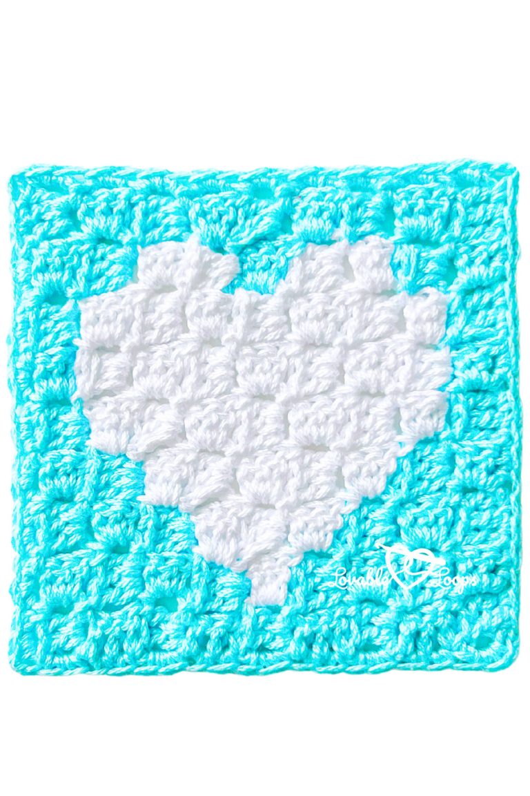 Sweet Heart Mini C2C Crochet Square Pattern + Video Tutorial
