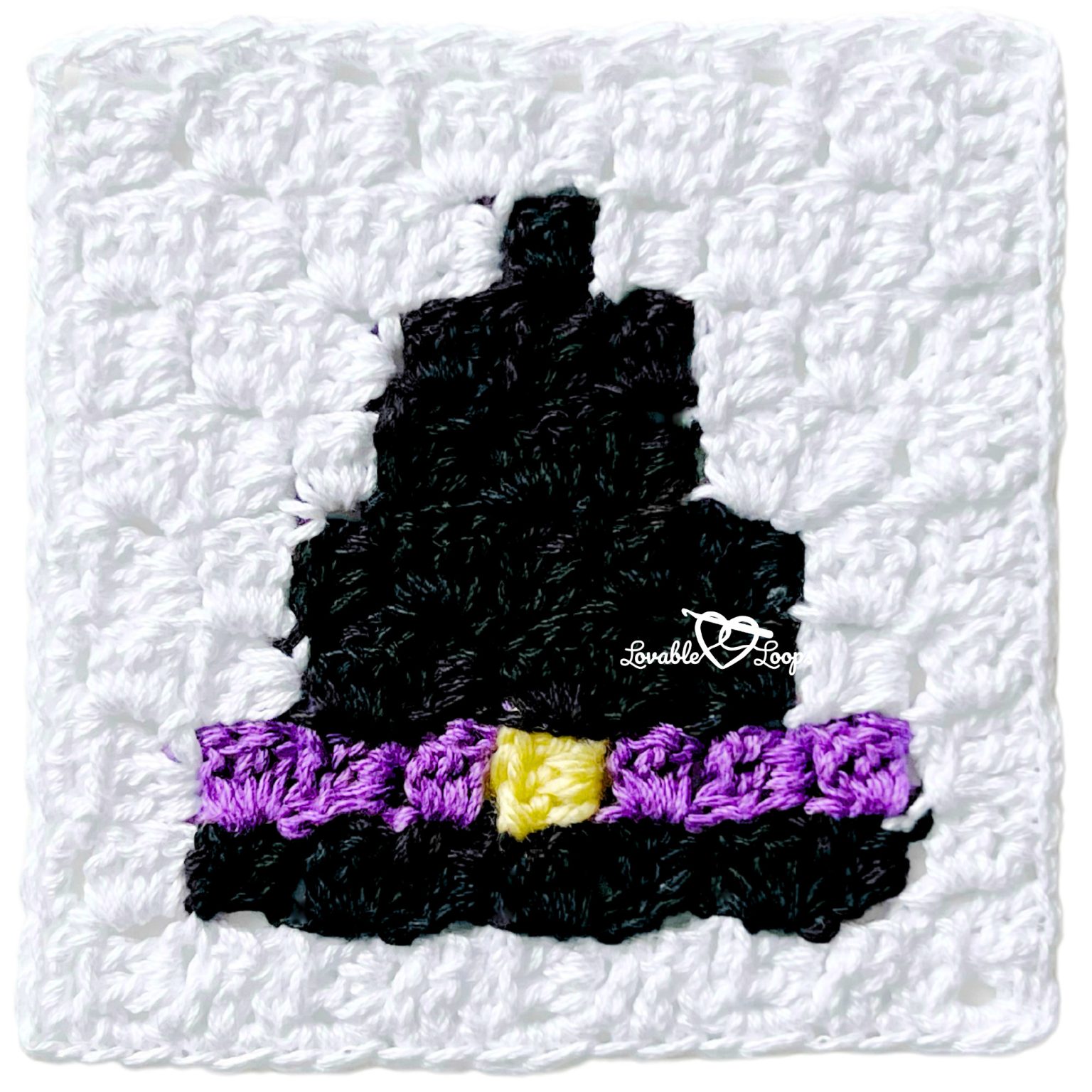 Wicked Witch Hat Mini C2C Crochet Square Pattern (free & easy)