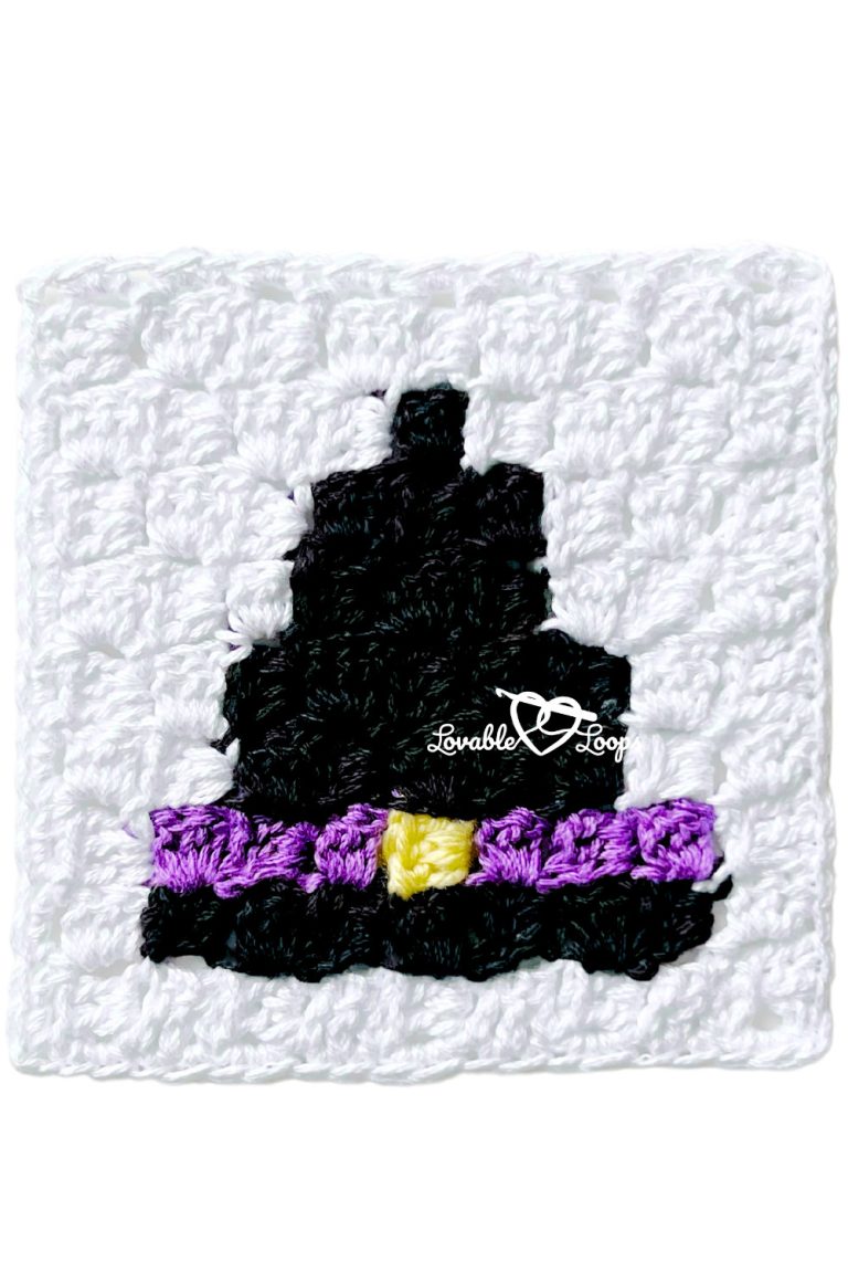 Wicked Witch Hat Mini C2C Crochet Square Pattern (free & easy)