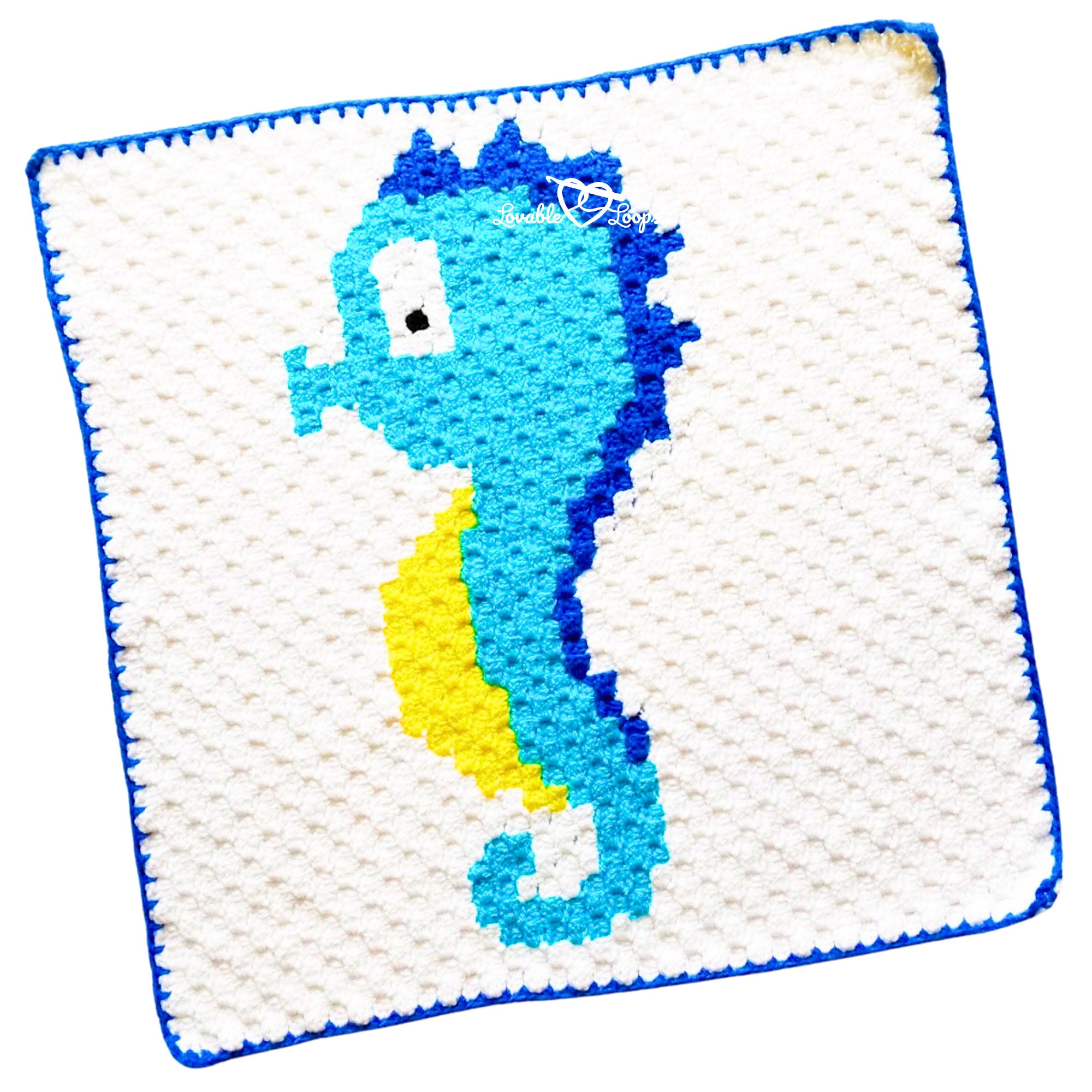 C2C Crochet Square Pattern Magical Seahorse Ocean Creature
