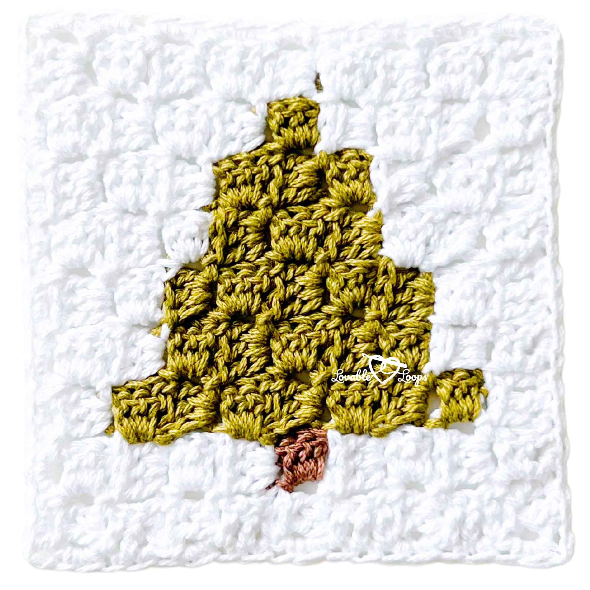 Woodland Pine Tree Mini C2C Crochet Square Pattern (free)