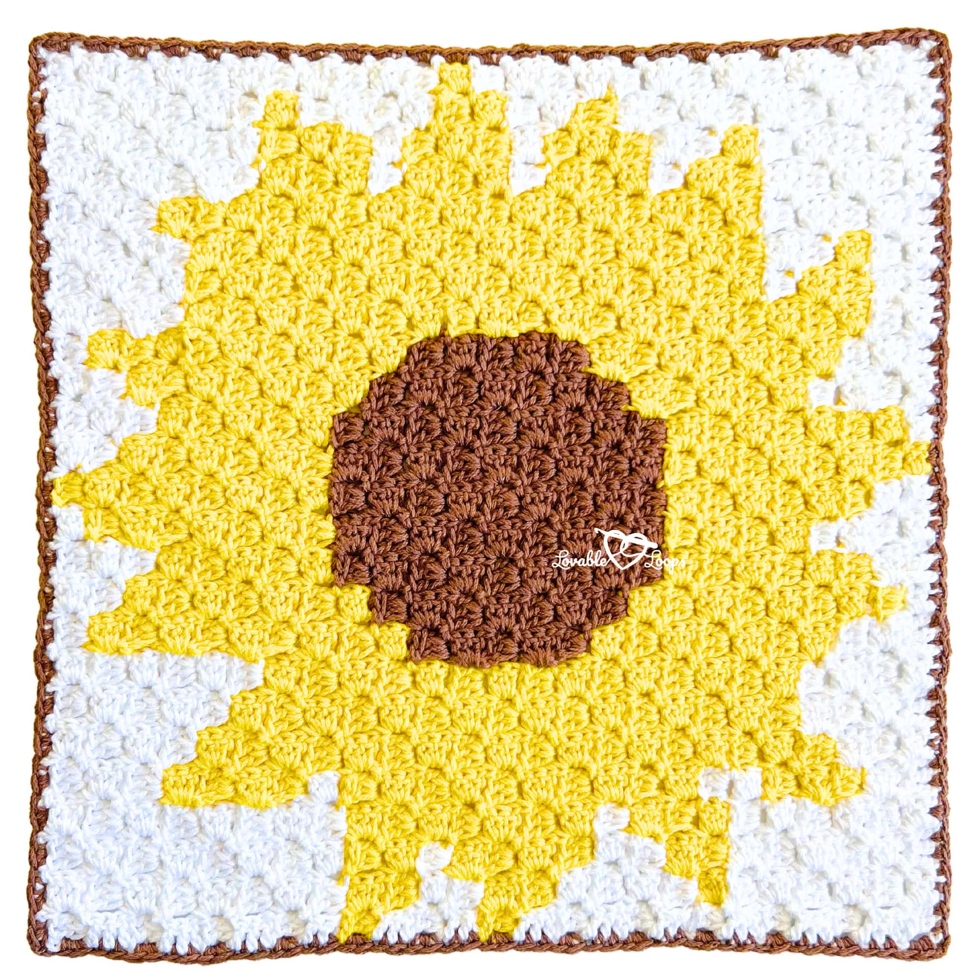 C2C Crochet Sunflower Square Pattern for Beginners (free & easy)