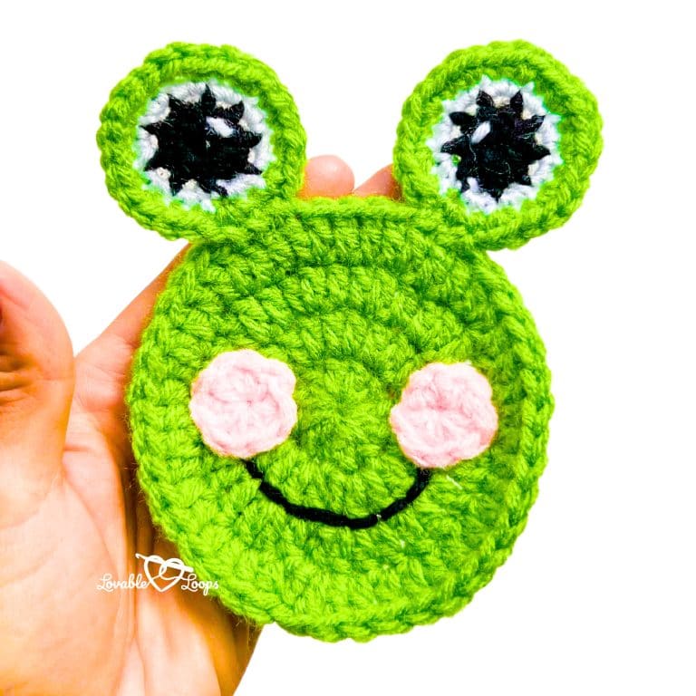 Cute Crochet Frog Applique Pattern Free + Video Tutorial
