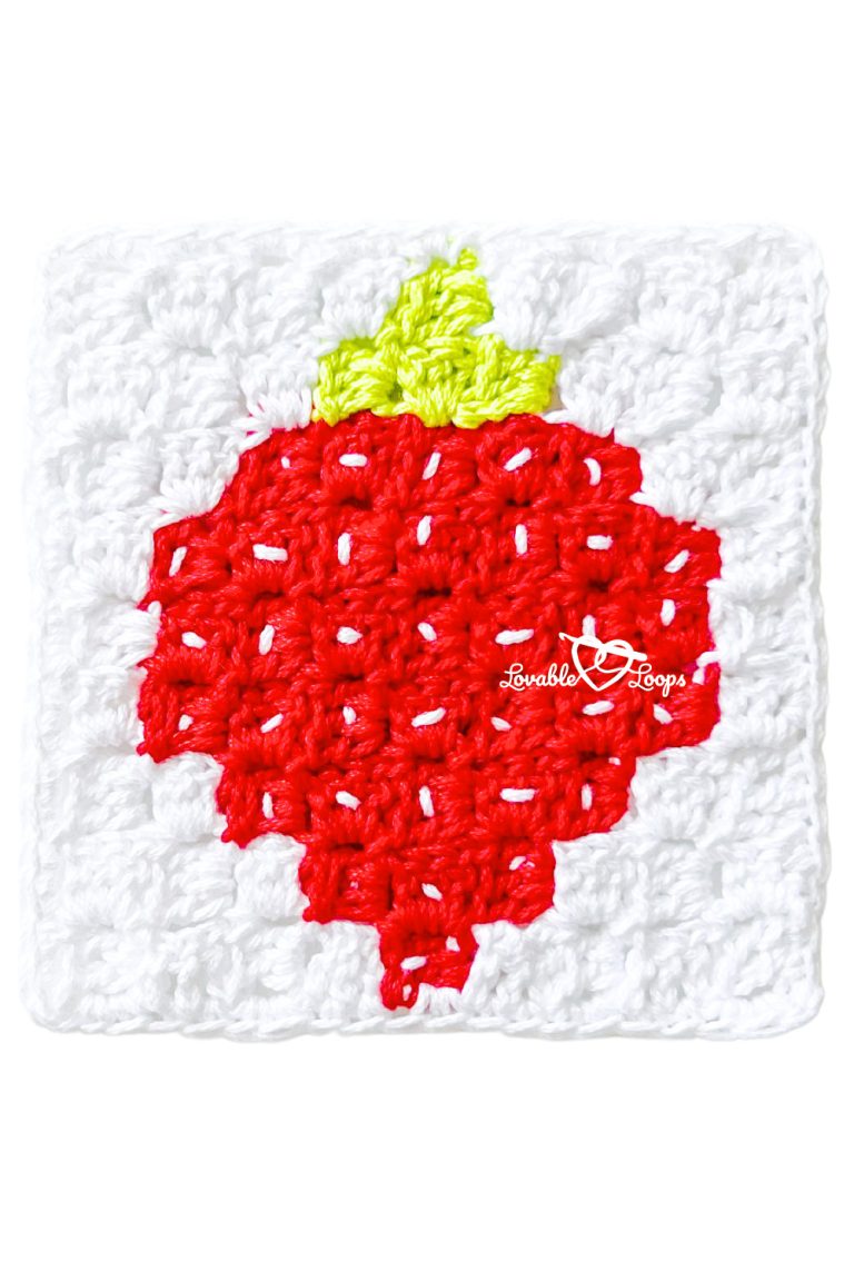 Sweet Strawberry Mini C2C Crochet Square Pattern (free & easy)