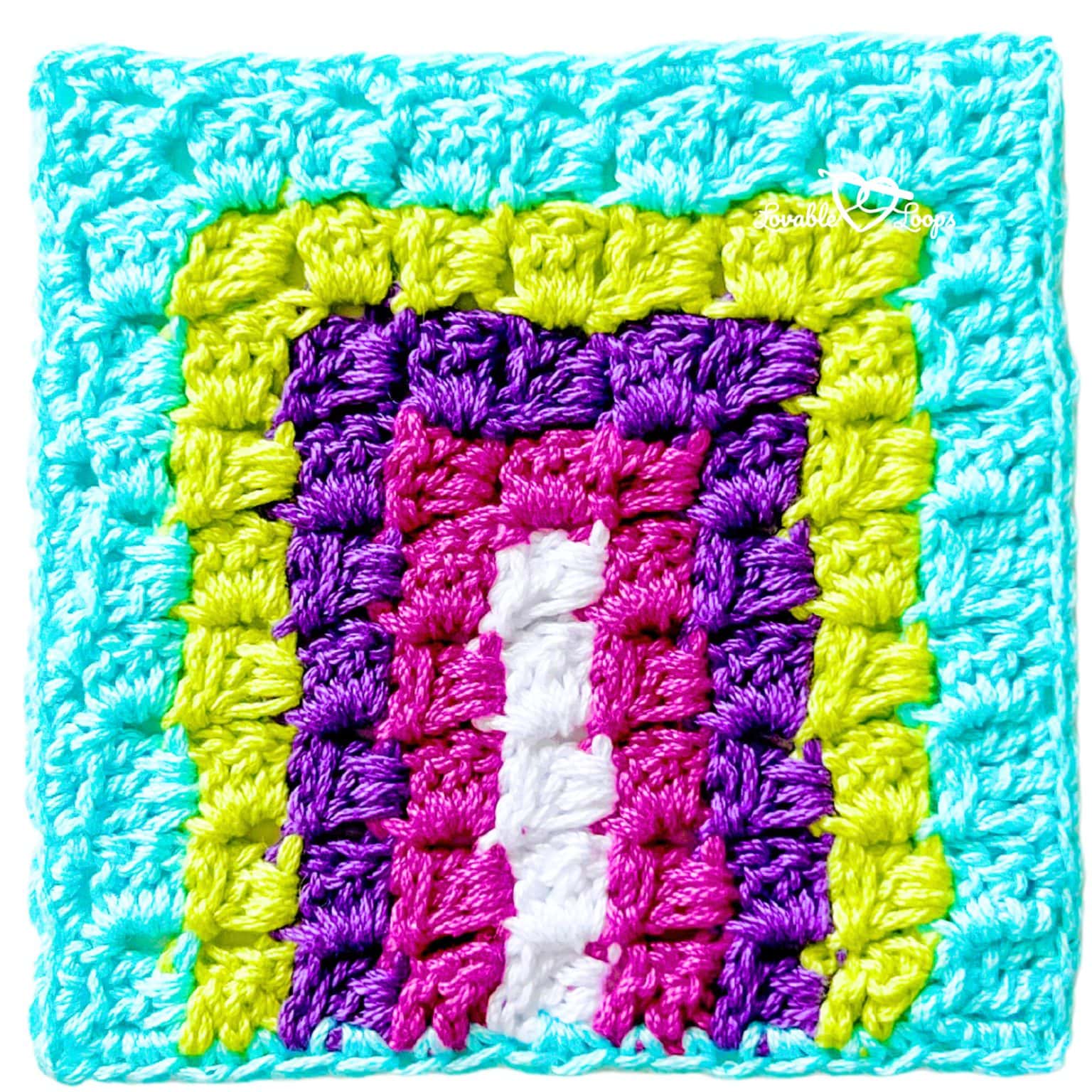 Colorful Rainbow Mini C2C Crochet Square Pattern (free & easy)