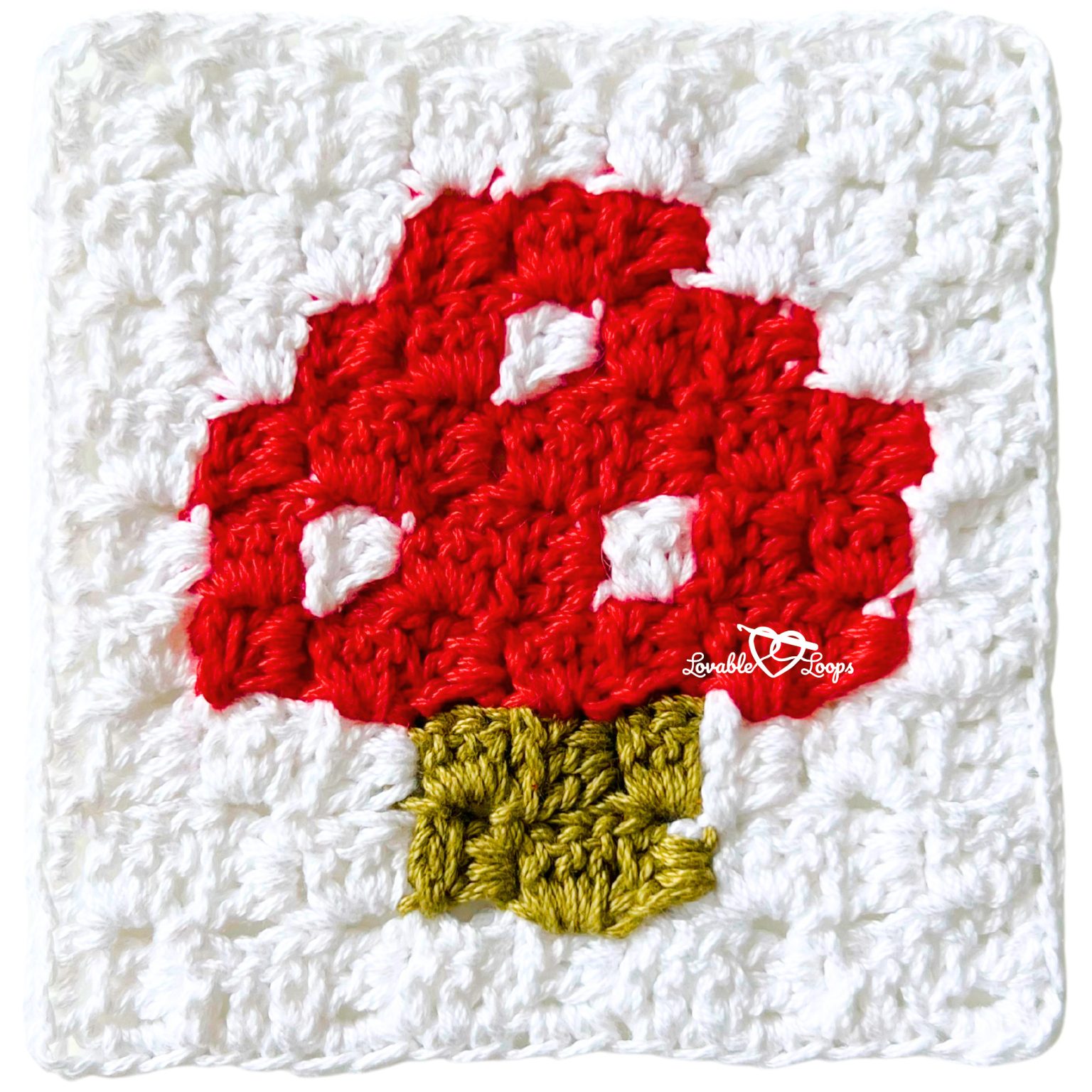 Woodland Mushroom Mini C2C Crochet Square Pattern (Free)