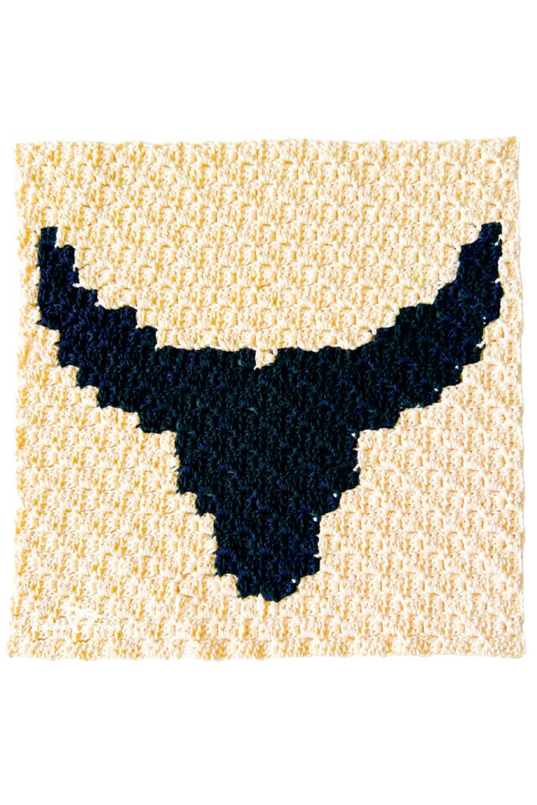 Texas Longhorn Crochet Square Pattern C2C for beginners (free)