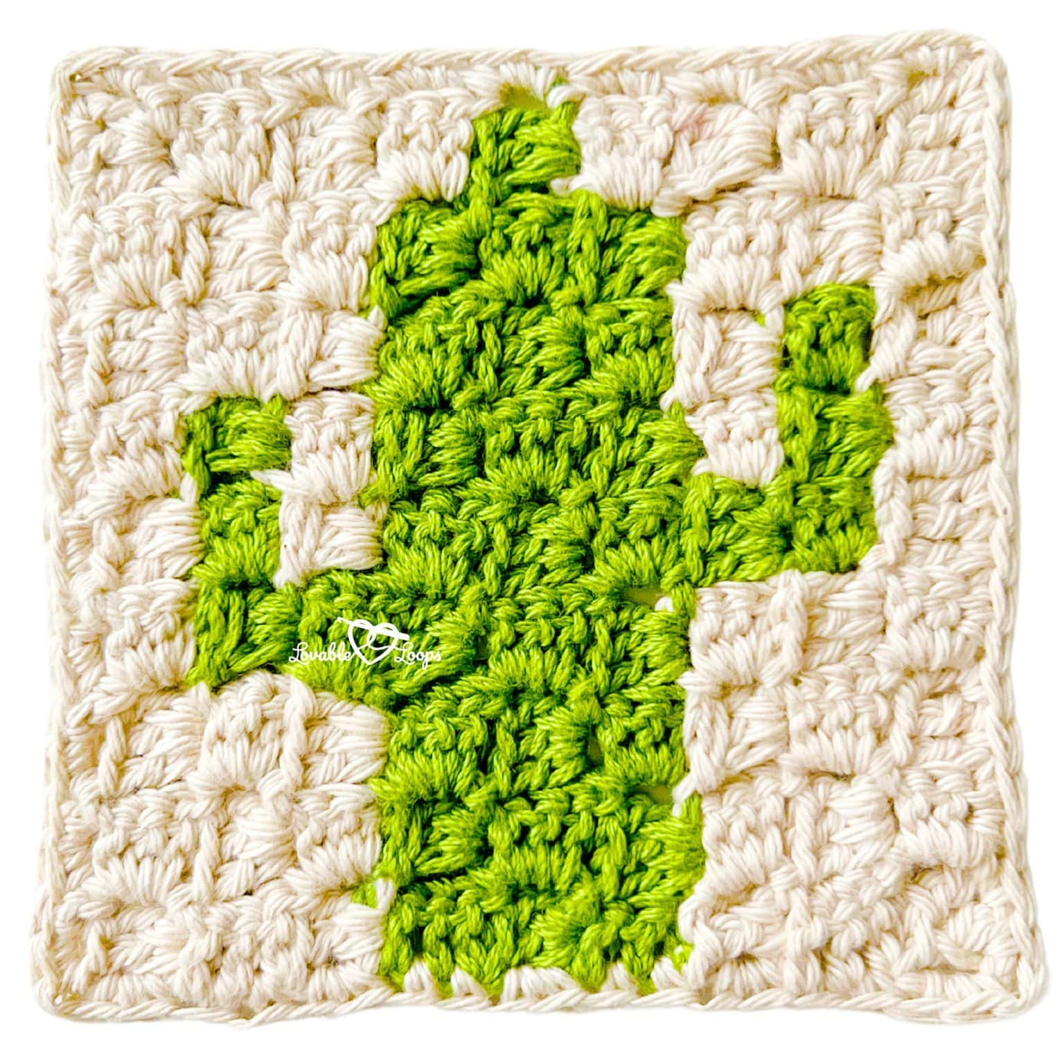 Desert Cactus Mini C2C Crochet Square Pattern (free)