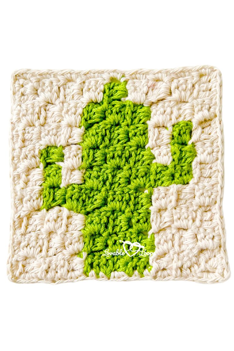 Desert Cactus Mini C2C Crochet Square Pattern (free)