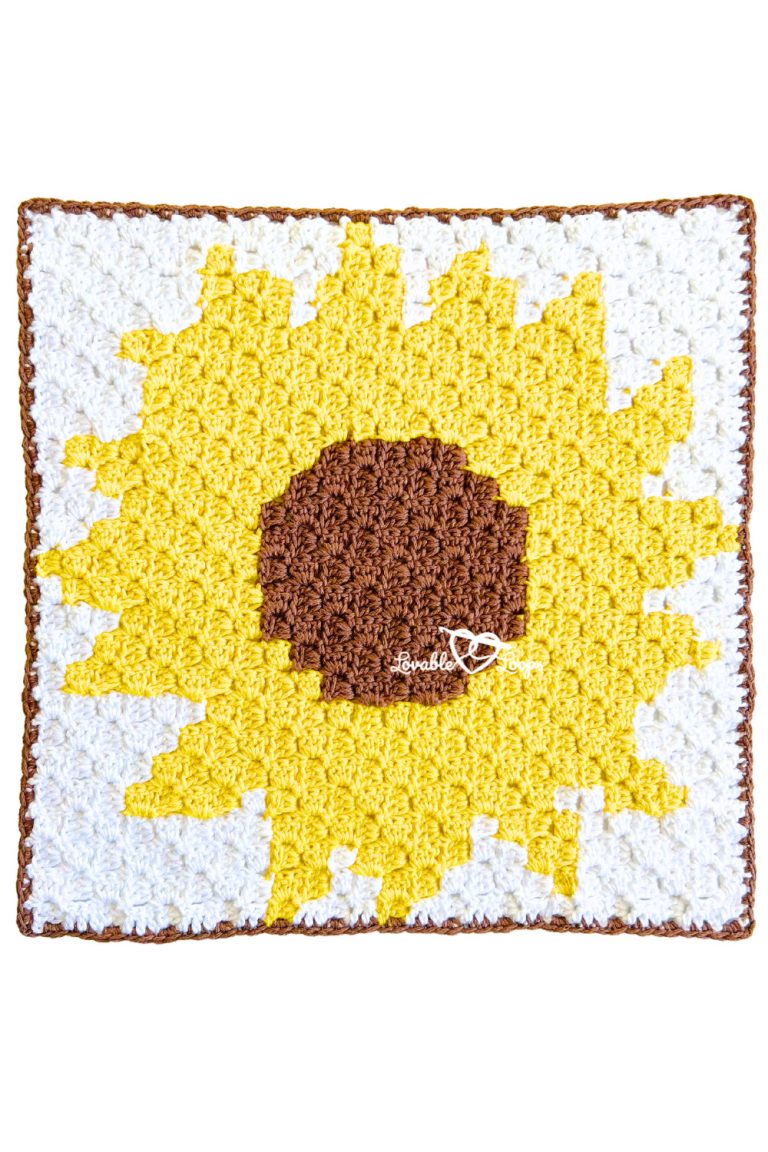 C2C Crochet Sunflower Square Pattern for Beginners (free & easy)