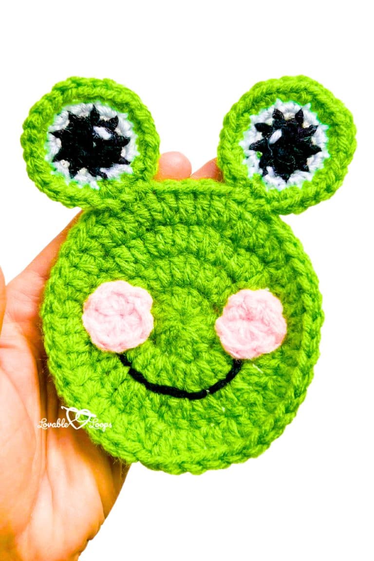 Cute Crochet Frog Applique Pattern Free + Video Tutorial