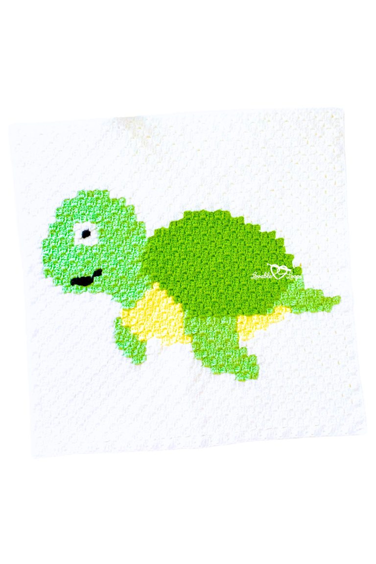 Adorable Crochet Turtle Pattern C2C Square (Free)