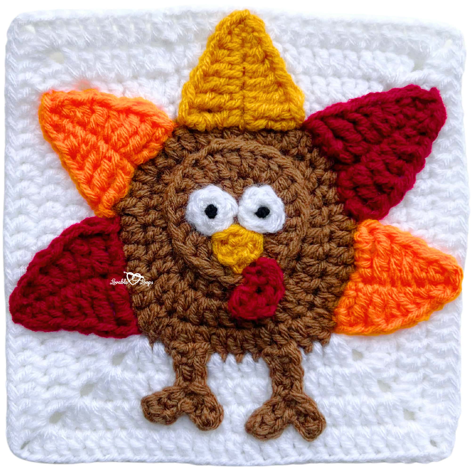 Crochet Turkey Granny Square Pattern for Thanksgiving