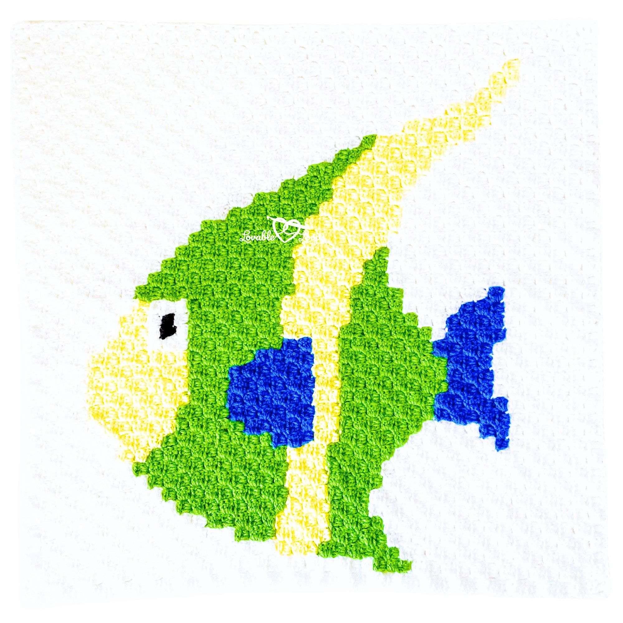 Cute Crochet Fish Pattern C2C Square (Free & Easy)