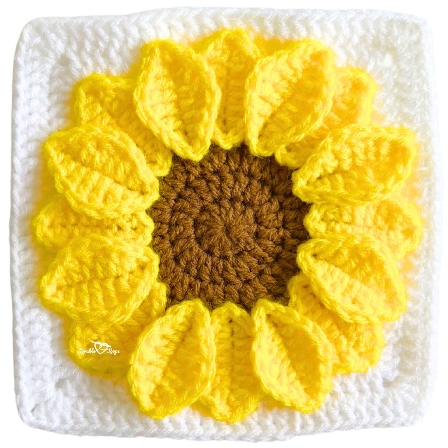 Crochet Sunflower Granny Square Pattern Free & Easy