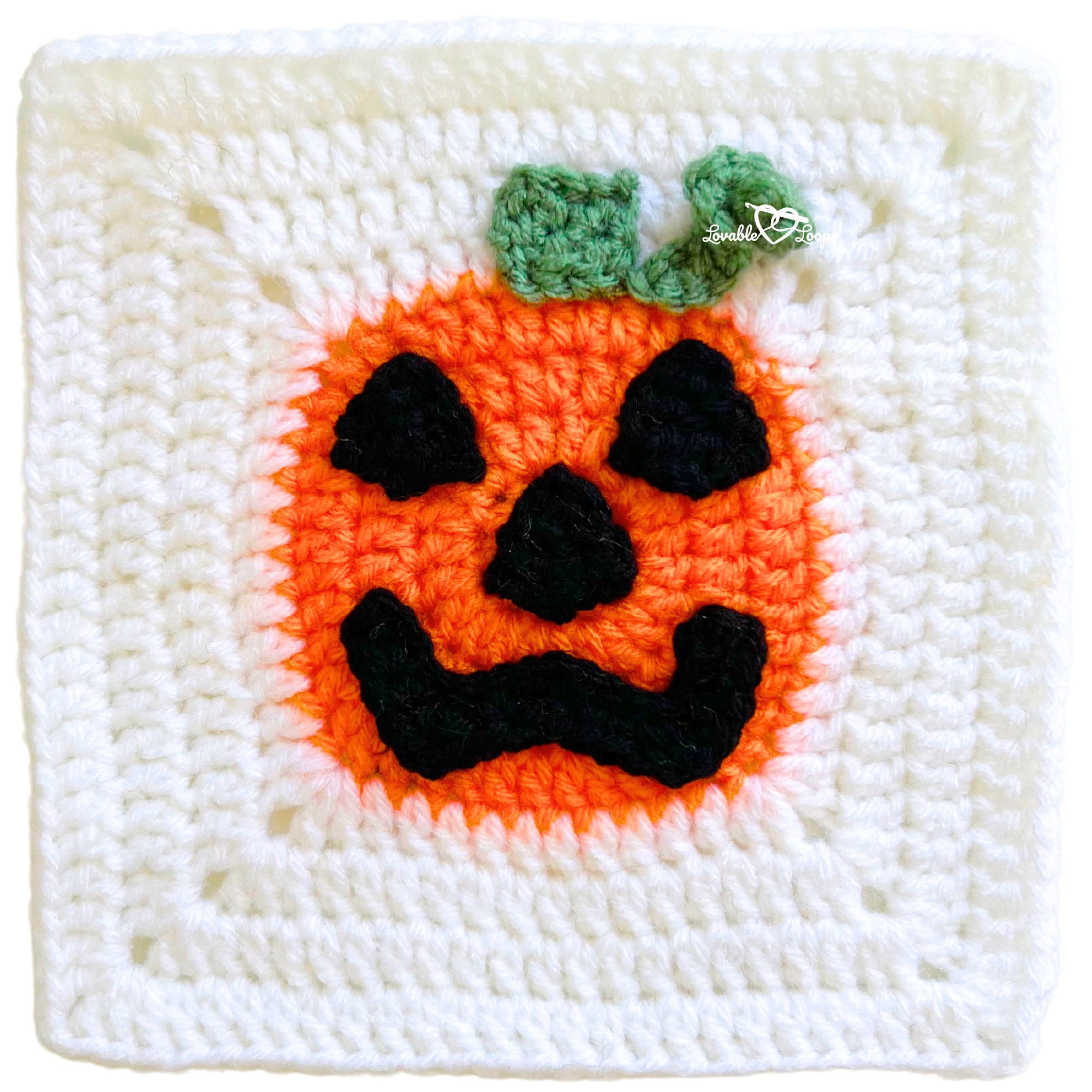 Jack-o-Lantern Granny Square Crochet Pattern Free