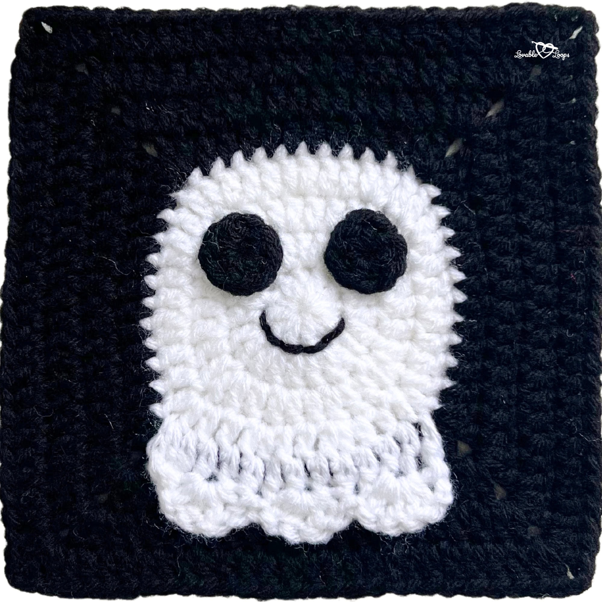 Spooky Ghost Granny Square Crochet Pattern Free