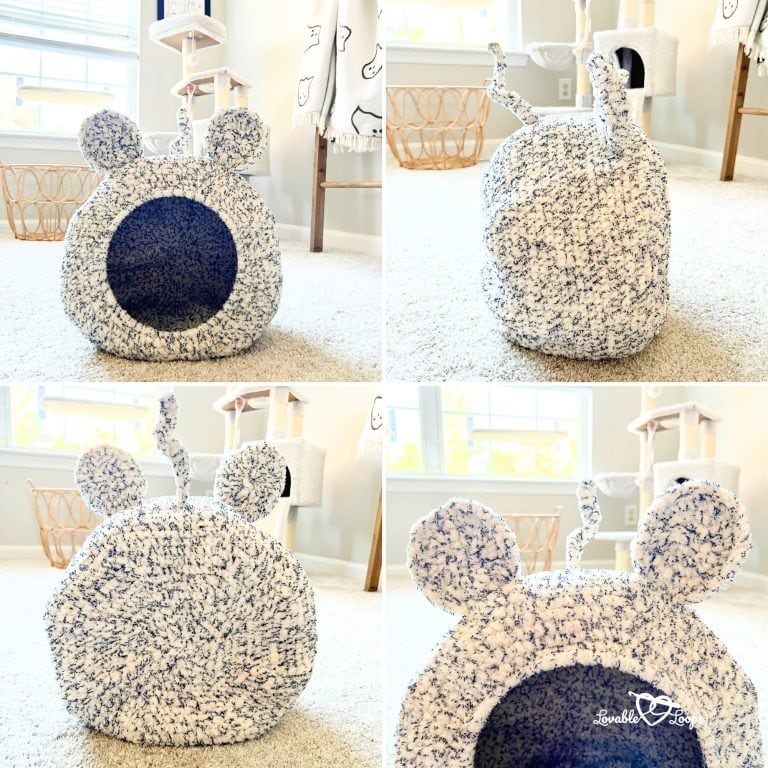 Crochet cat cave pattern (free mouse ears cat pod)