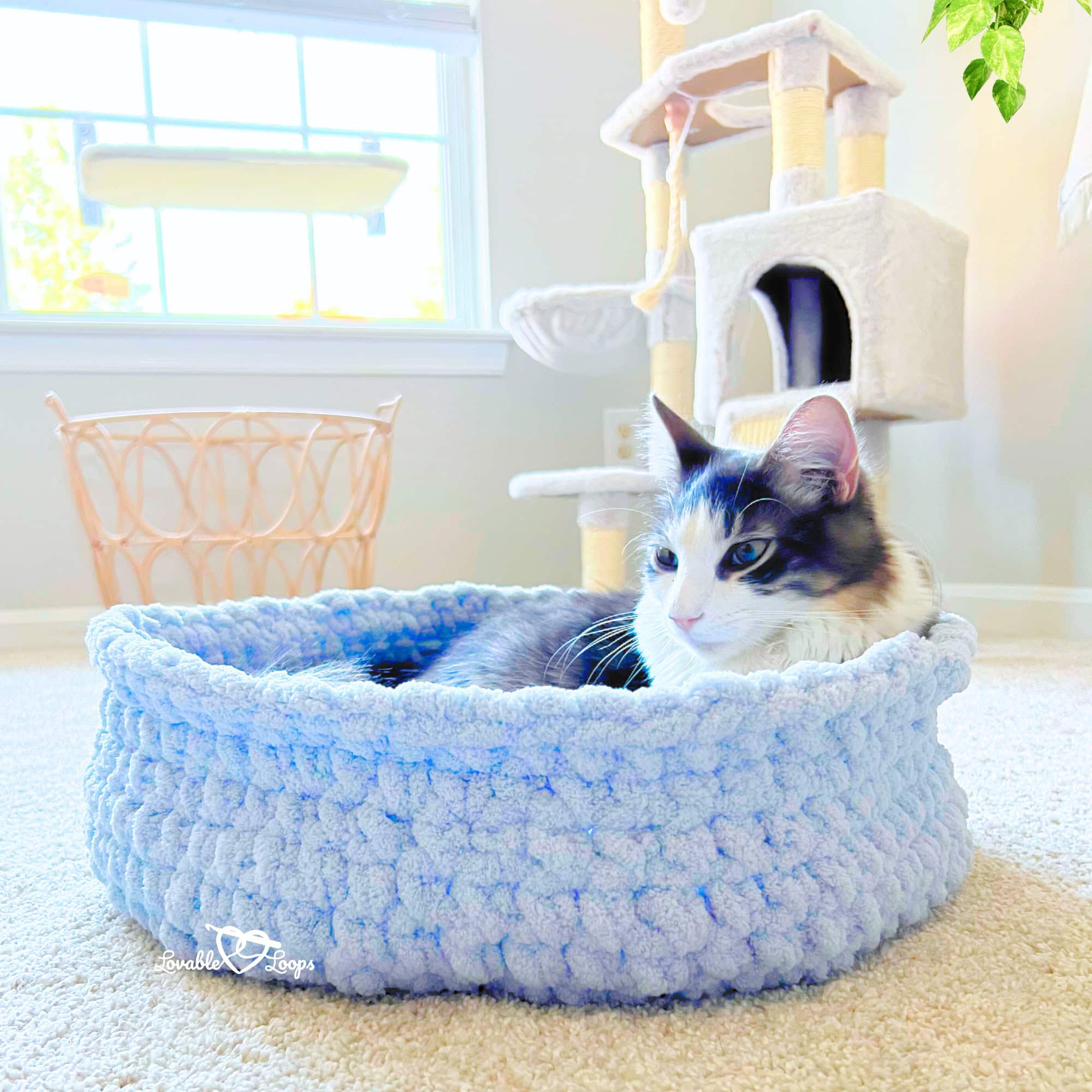 Cozy cloud crochet bed for cat pattern (free & easy)