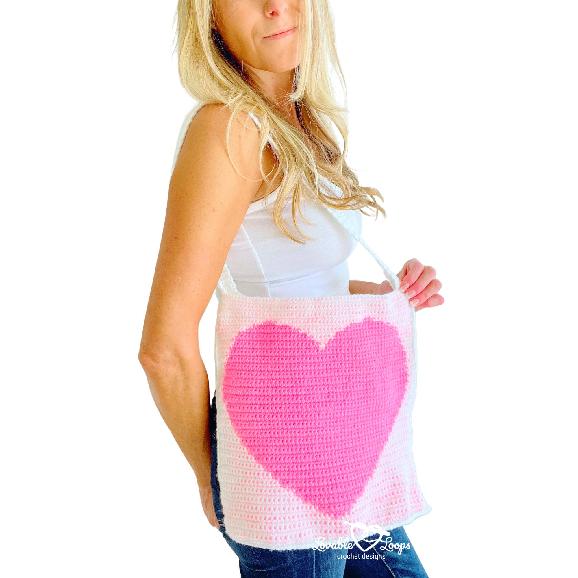 Free crochet heart bag pattern (easy tapestry crochet)