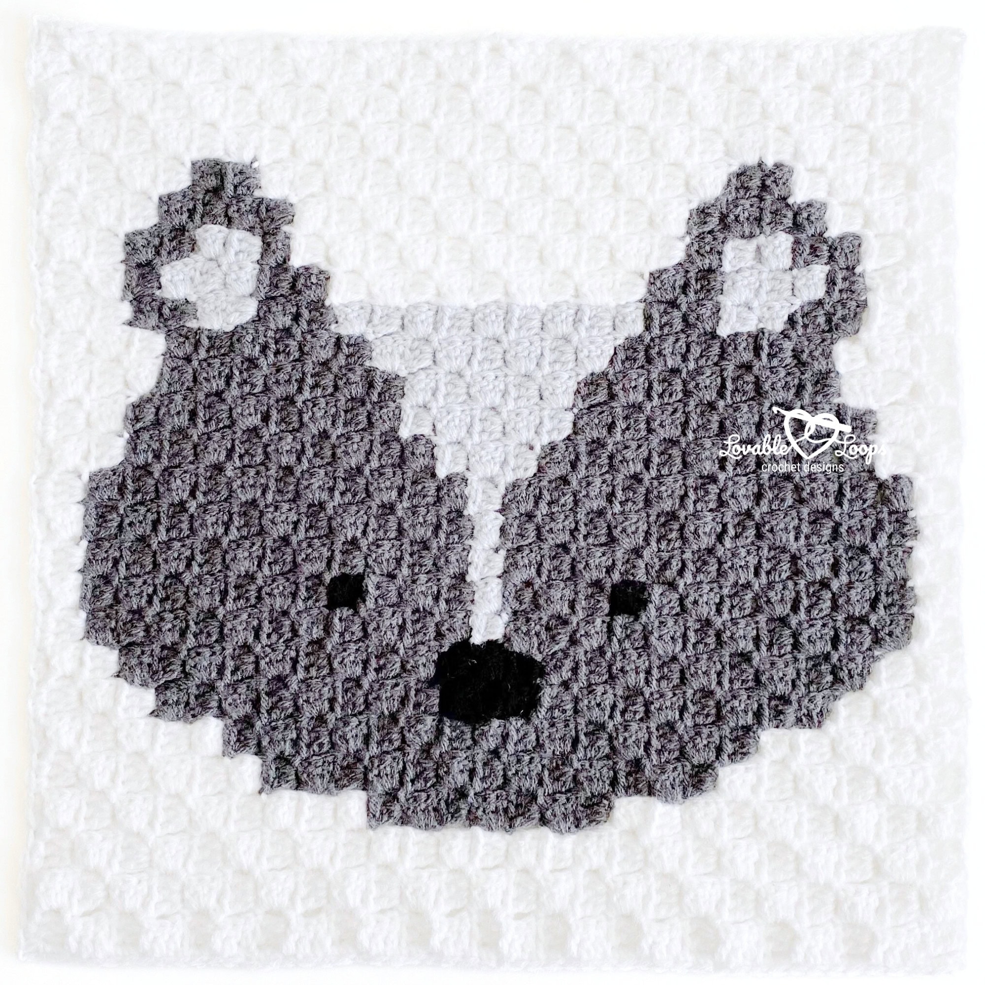 Cute Crochet Skunk Pattern Free- Corner to Corner Crochet