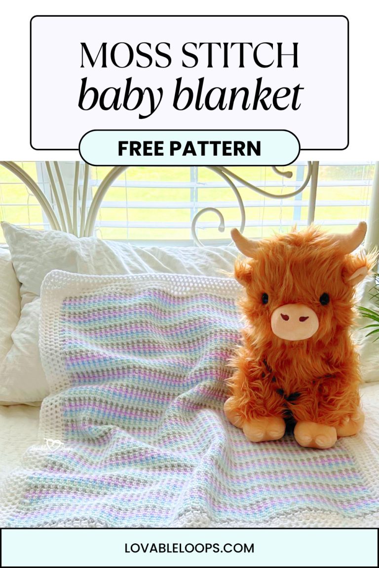 Moss stitch crochet baby blanket pattern – easy & beginner-friendly
