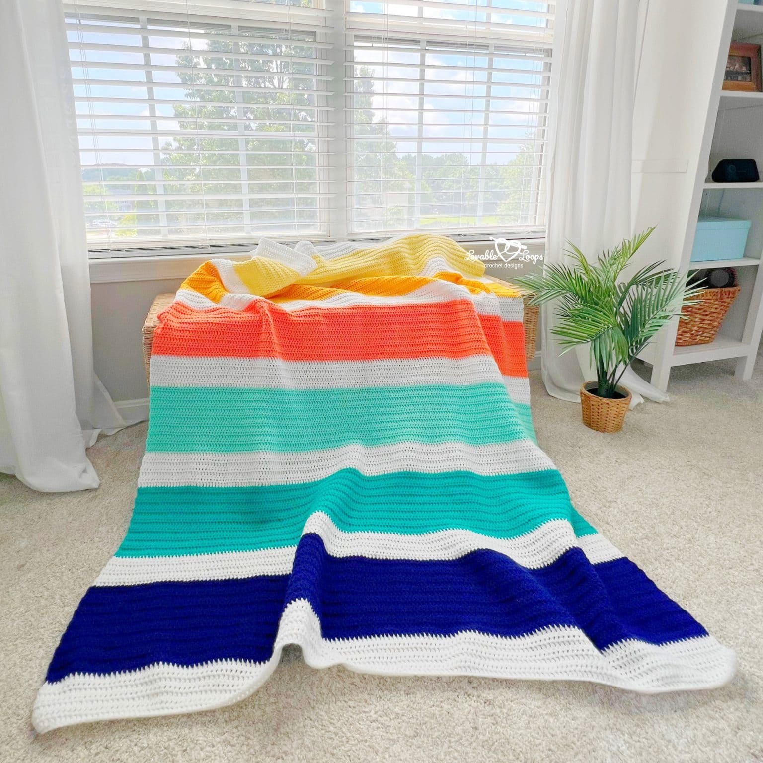 Free Color Block Crochet Blanket Pattern for Beginners