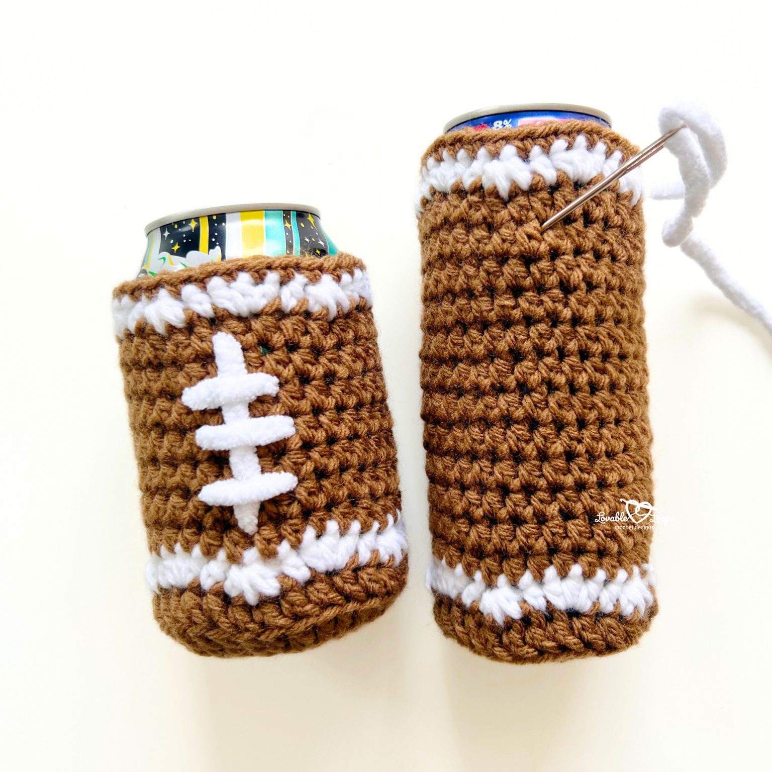 Football Crochet Beer Cozy Pattern – Slim & Standard Cans