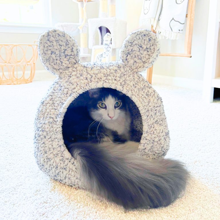 Crochet cat cave pattern (free mouse ears cat pod)