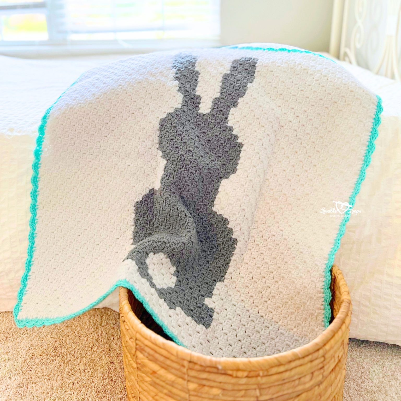Crochet bunny blanket pattern – free C2C baby blanket